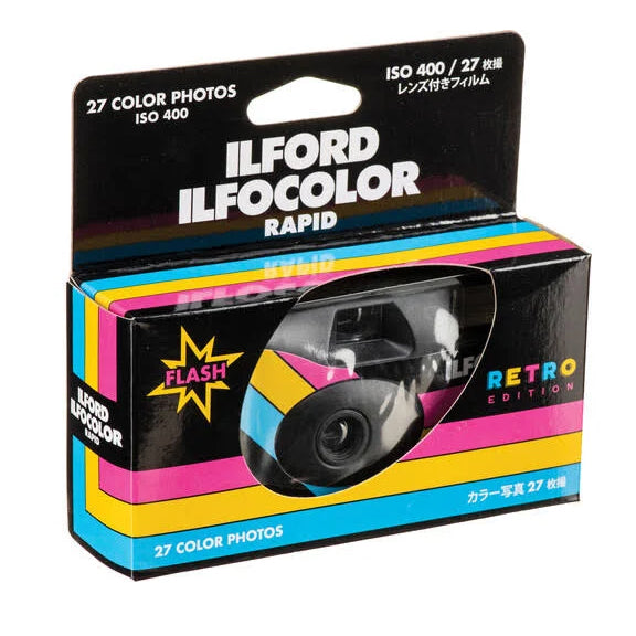 Ilford Ilfocolor Rapid Retro Single Use Camera with Flash - 27 Exposur ...